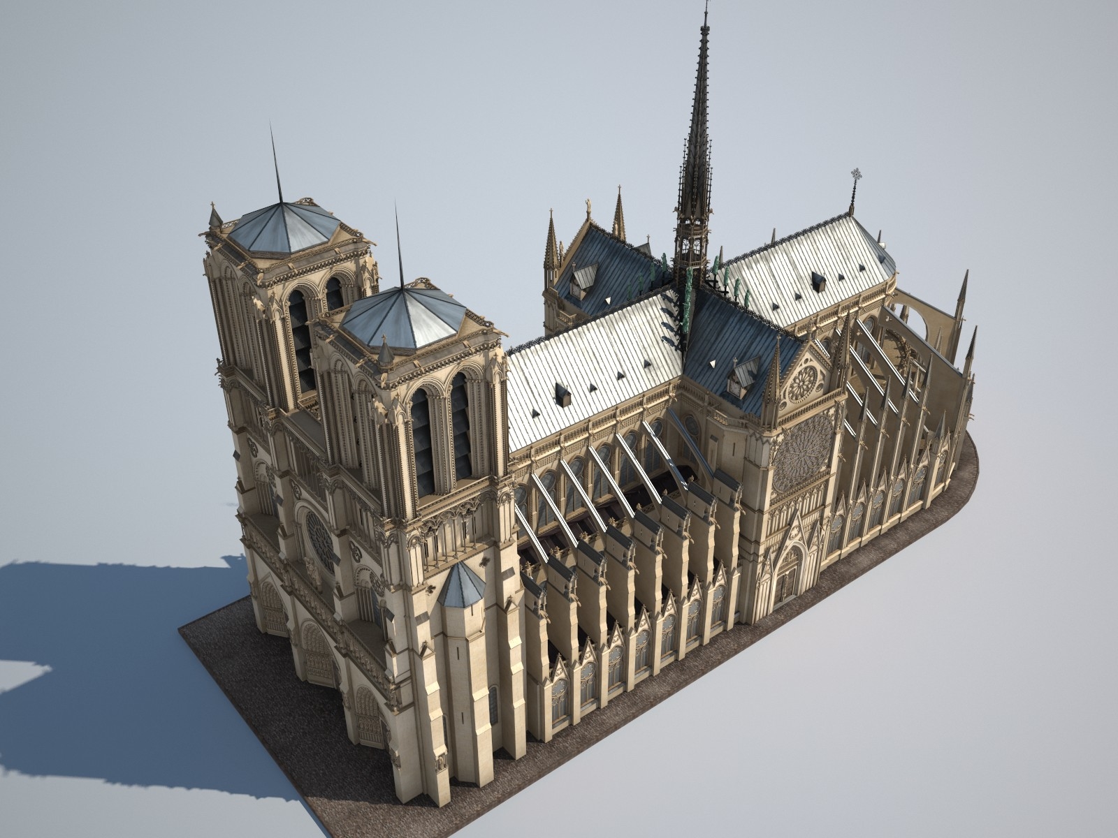 cathedral paris notre-dame 3d obj
