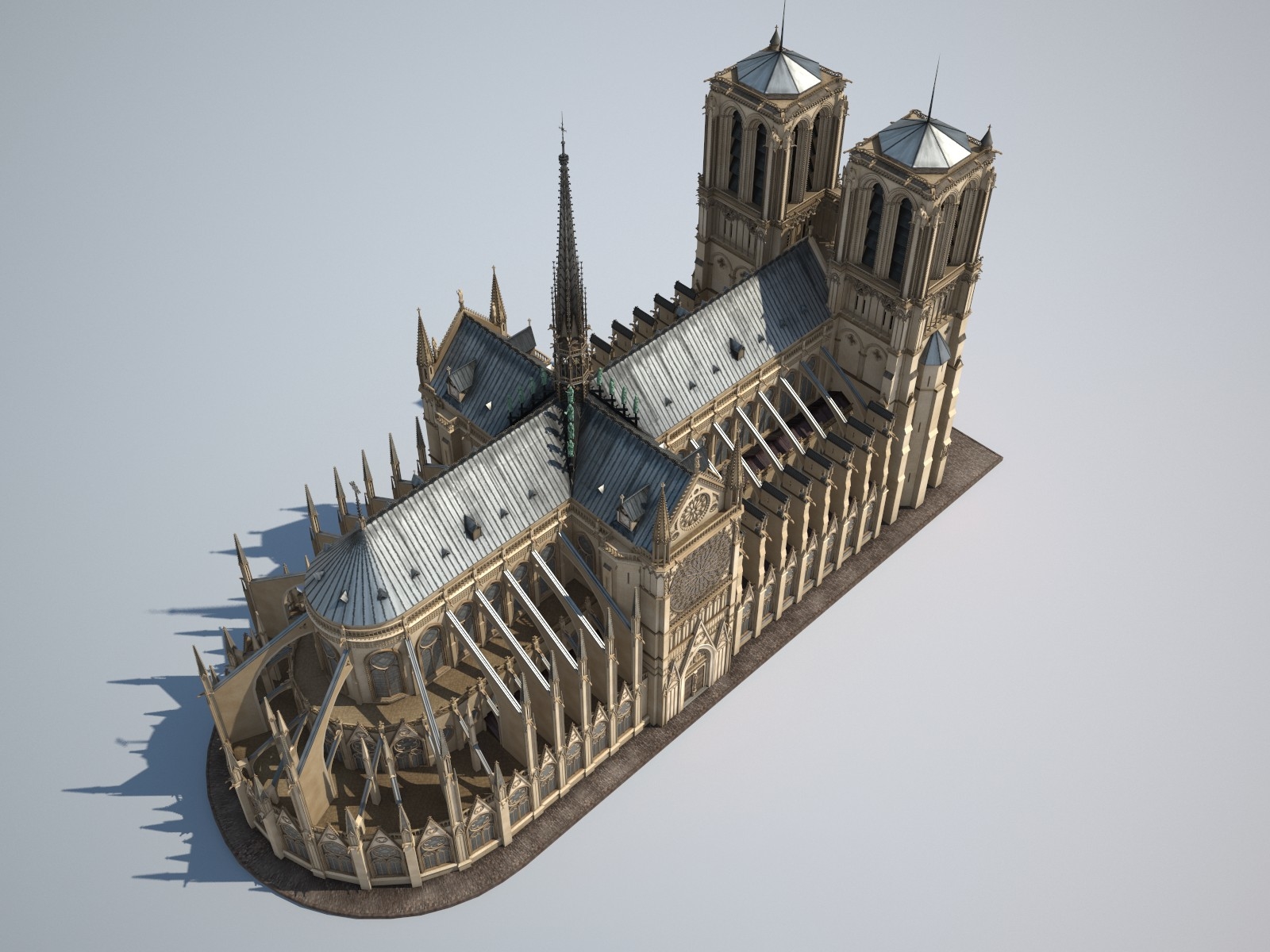 cathedral paris notre-dame 3d obj
