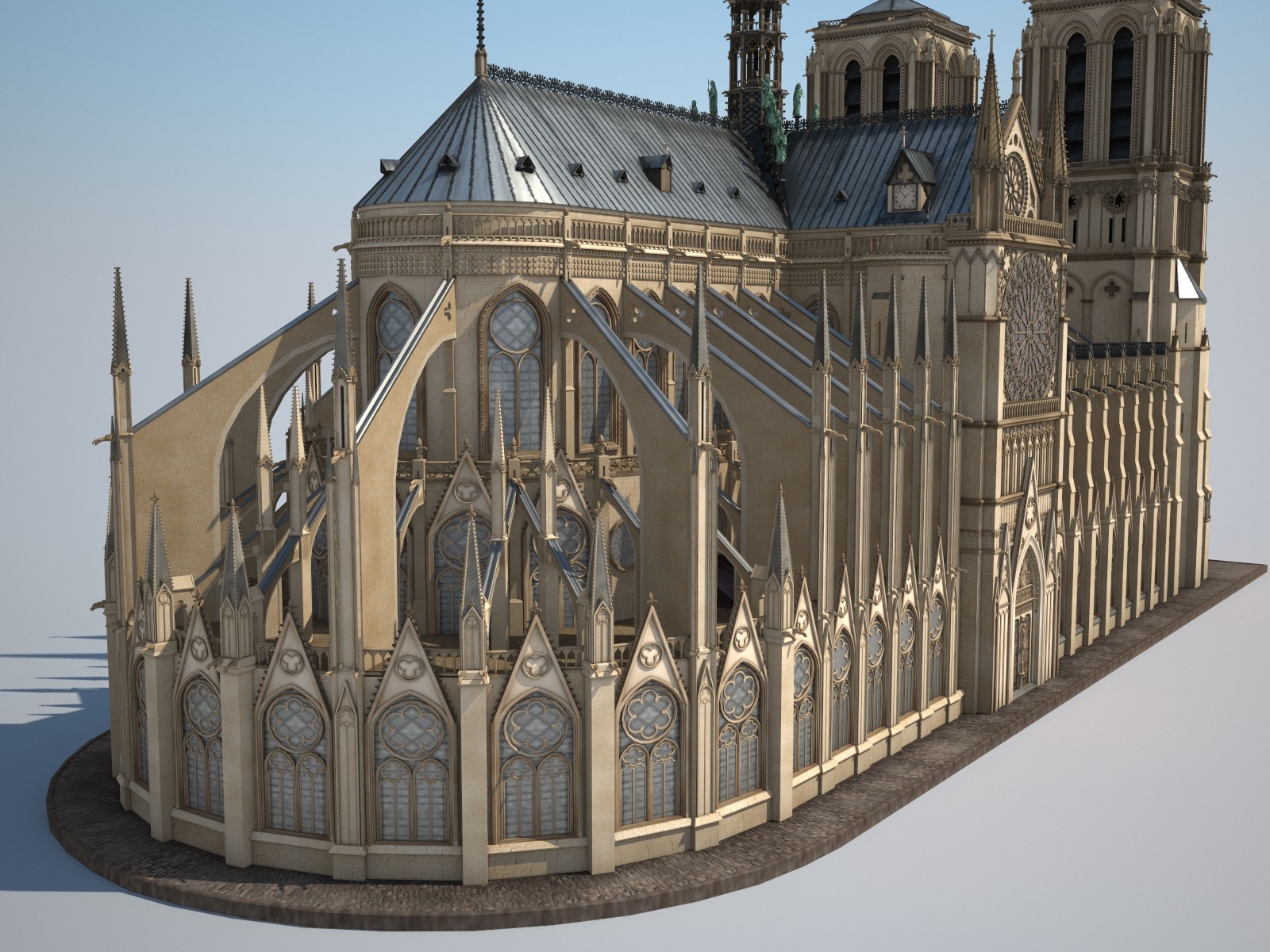 cathedral paris notre-dame 3d obj