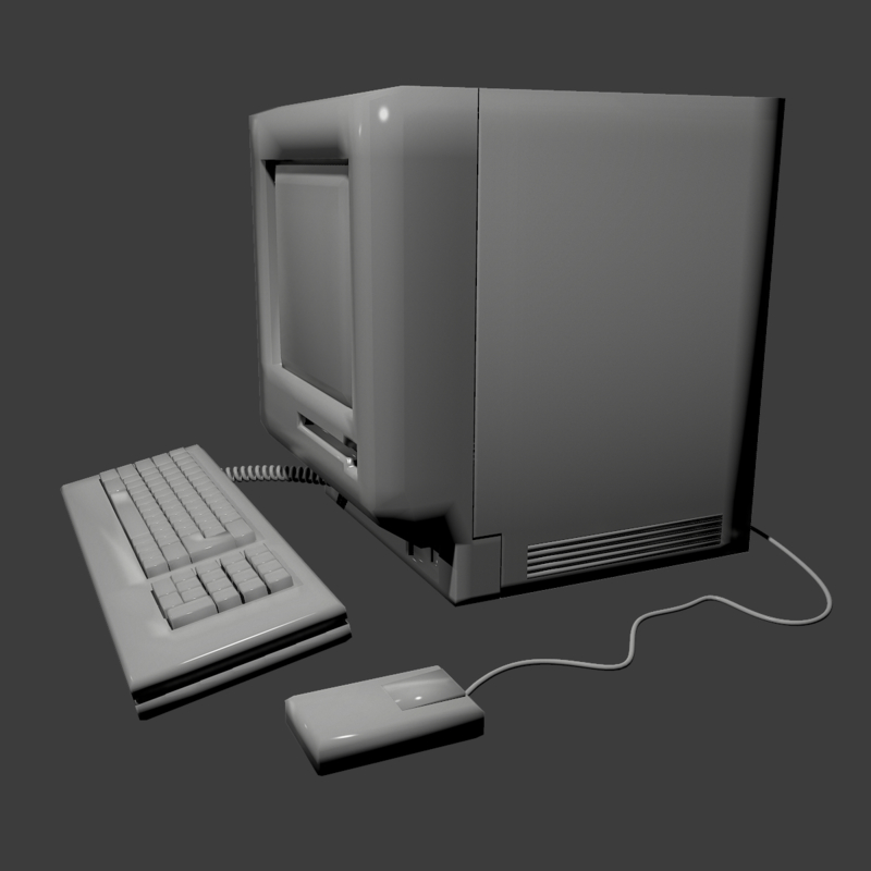 old retro computer 3d model