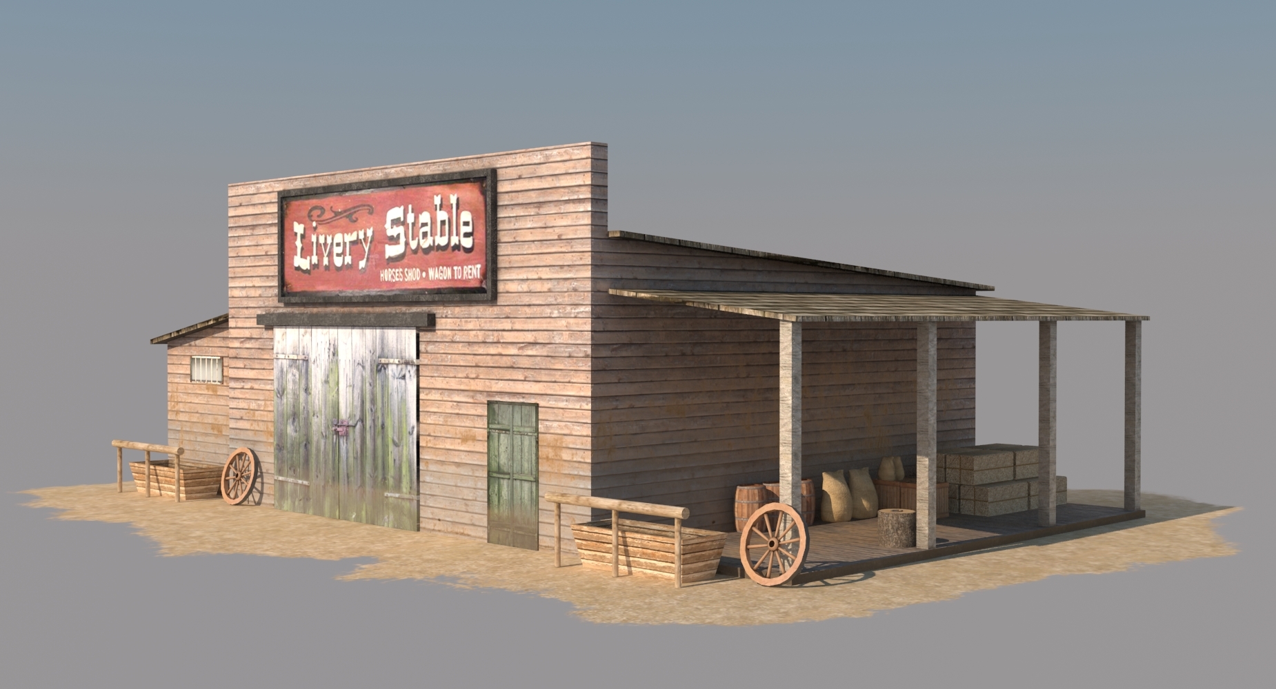 wild west stable house 3d max
