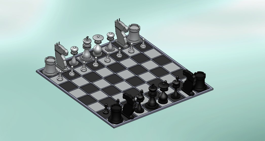 chess board 3d dwg