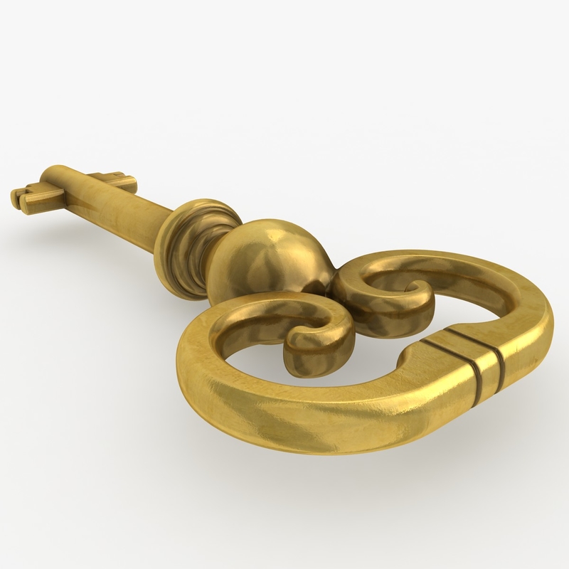 realistic vintage key gold silver max