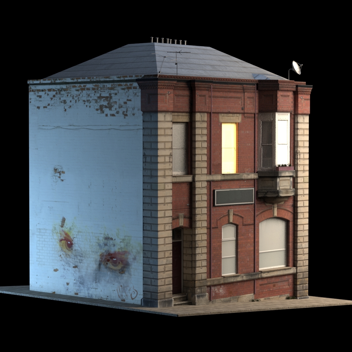 3d 3ds building exterior modeled