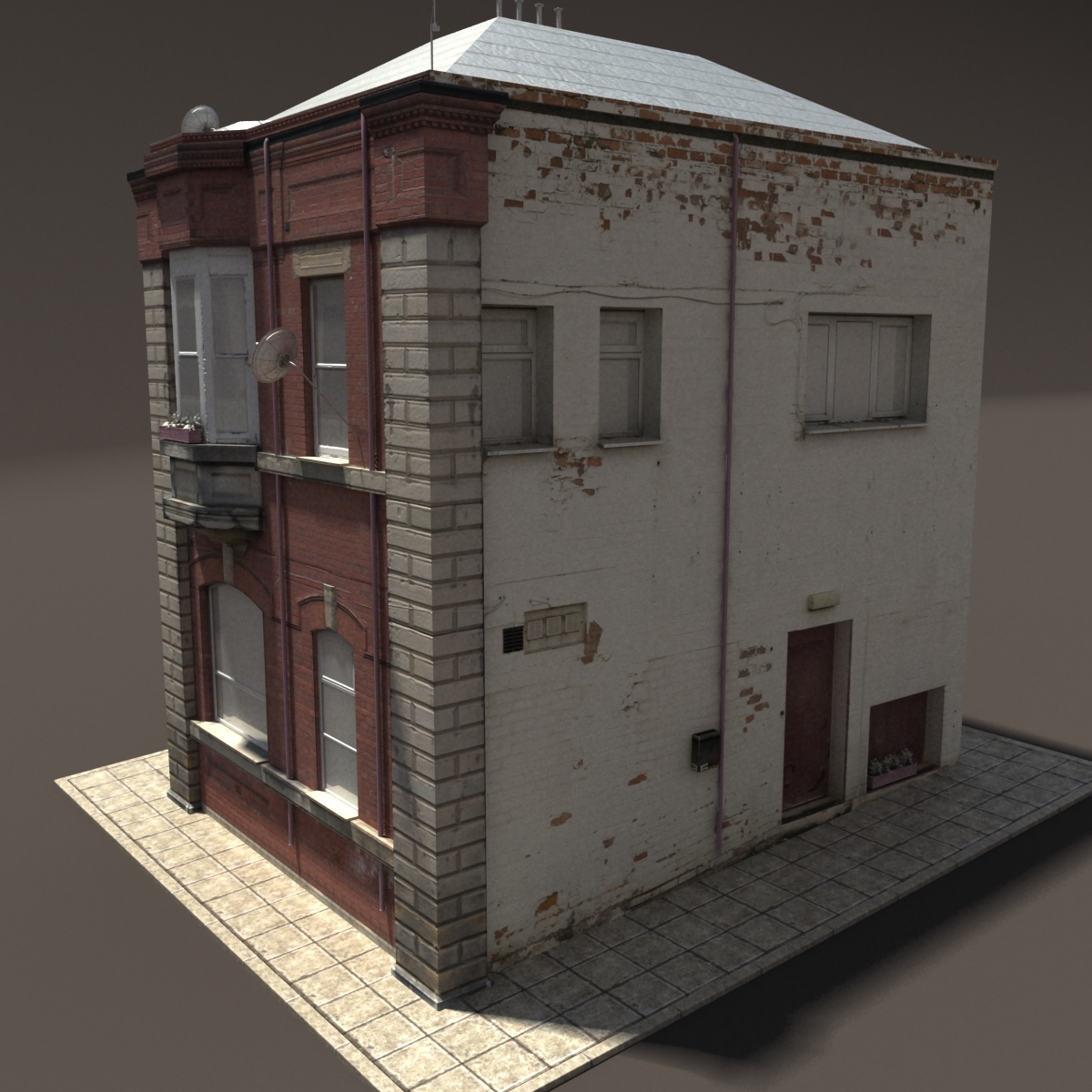 3d 3ds building exterior modeled