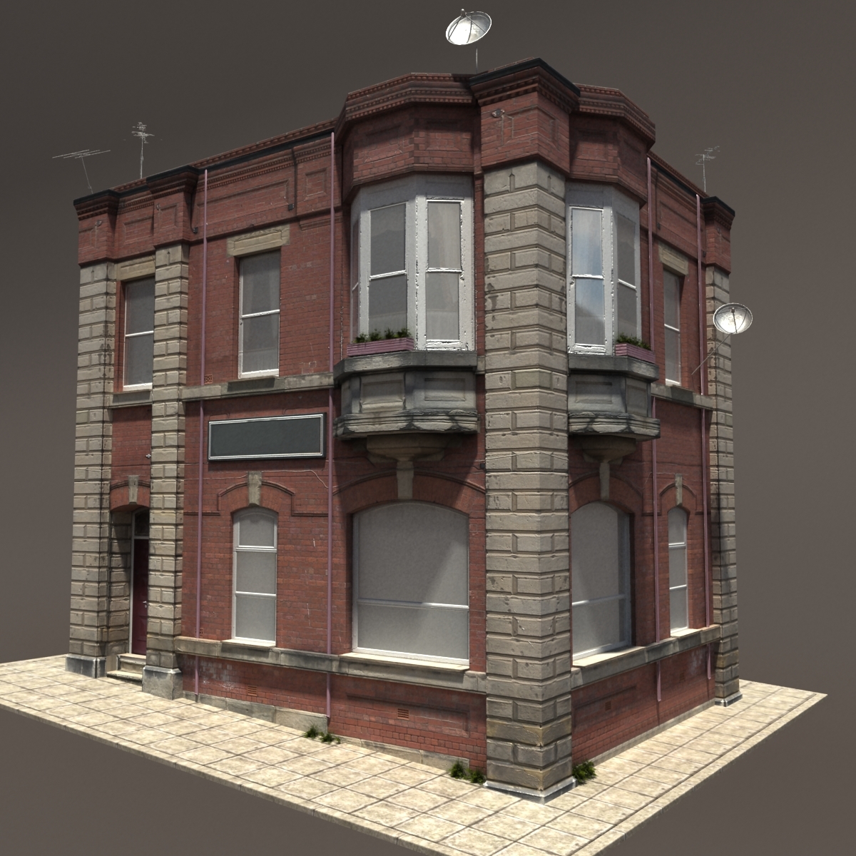 3d 3ds building exterior modeled