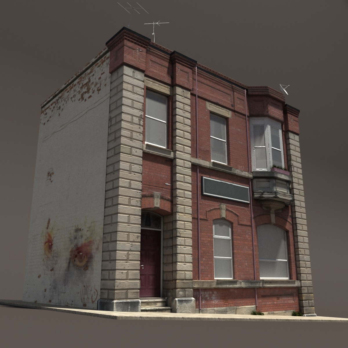 3d 3ds building exterior modeled