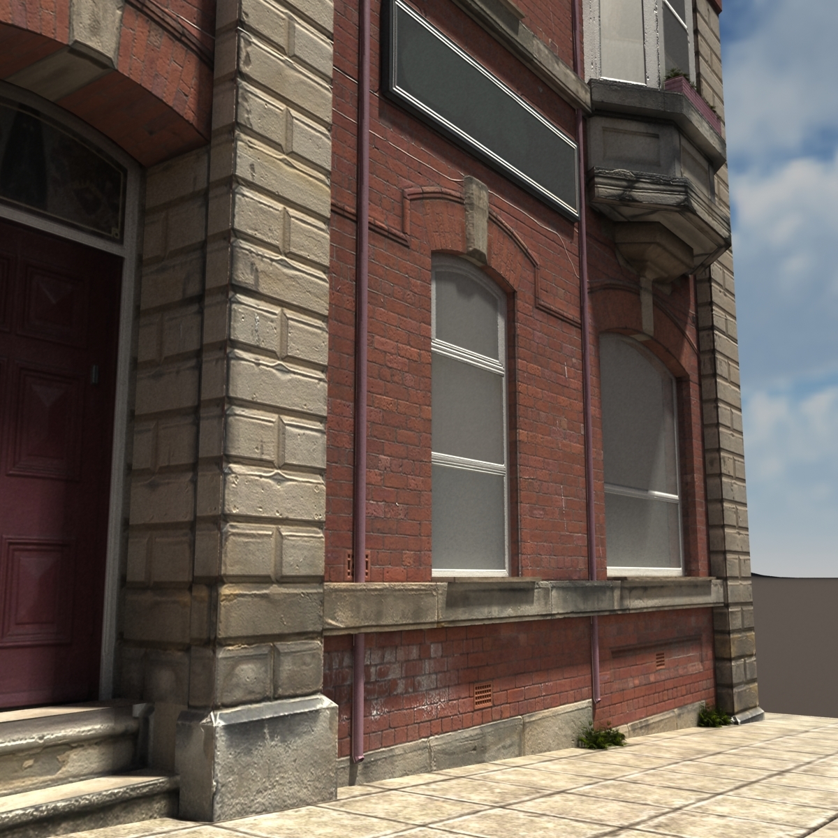 3d 3ds building exterior modeled