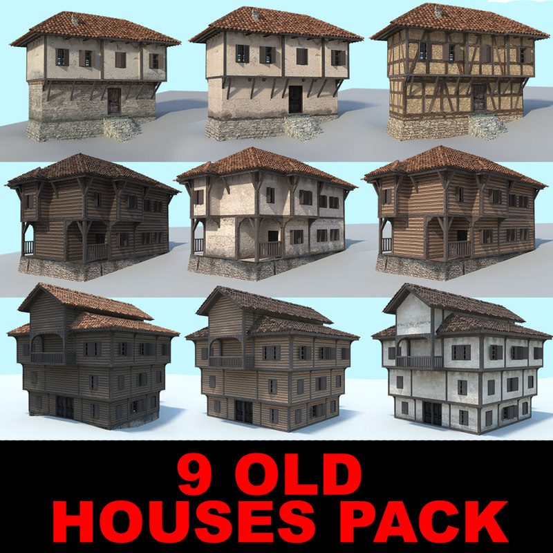 3d 3 houses model