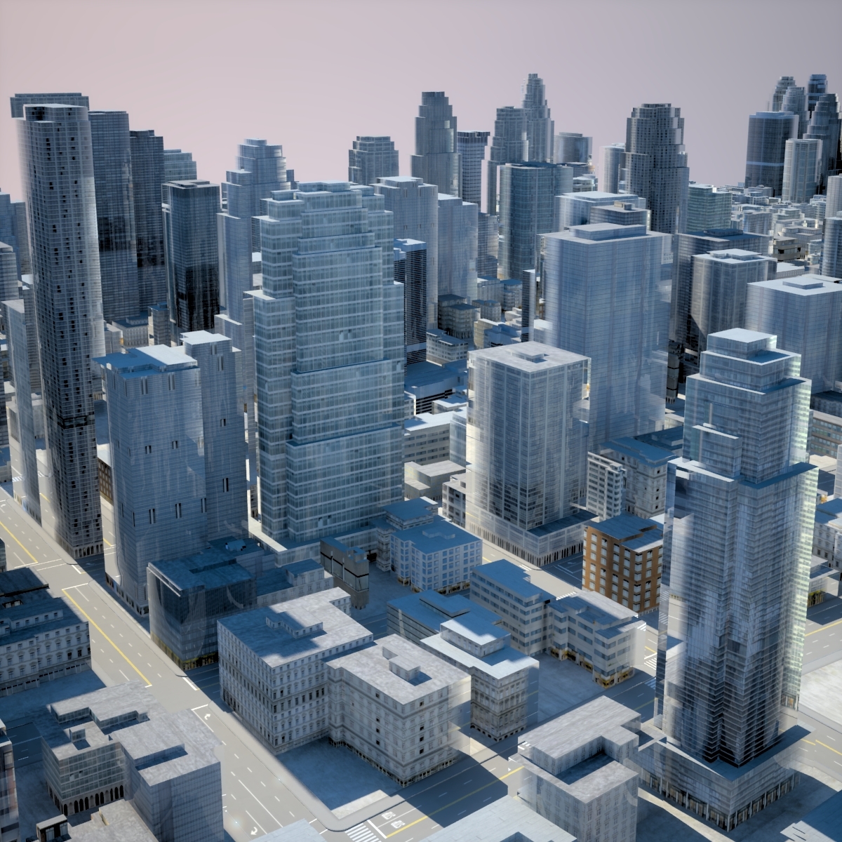 cityscape scene highrise 3d model