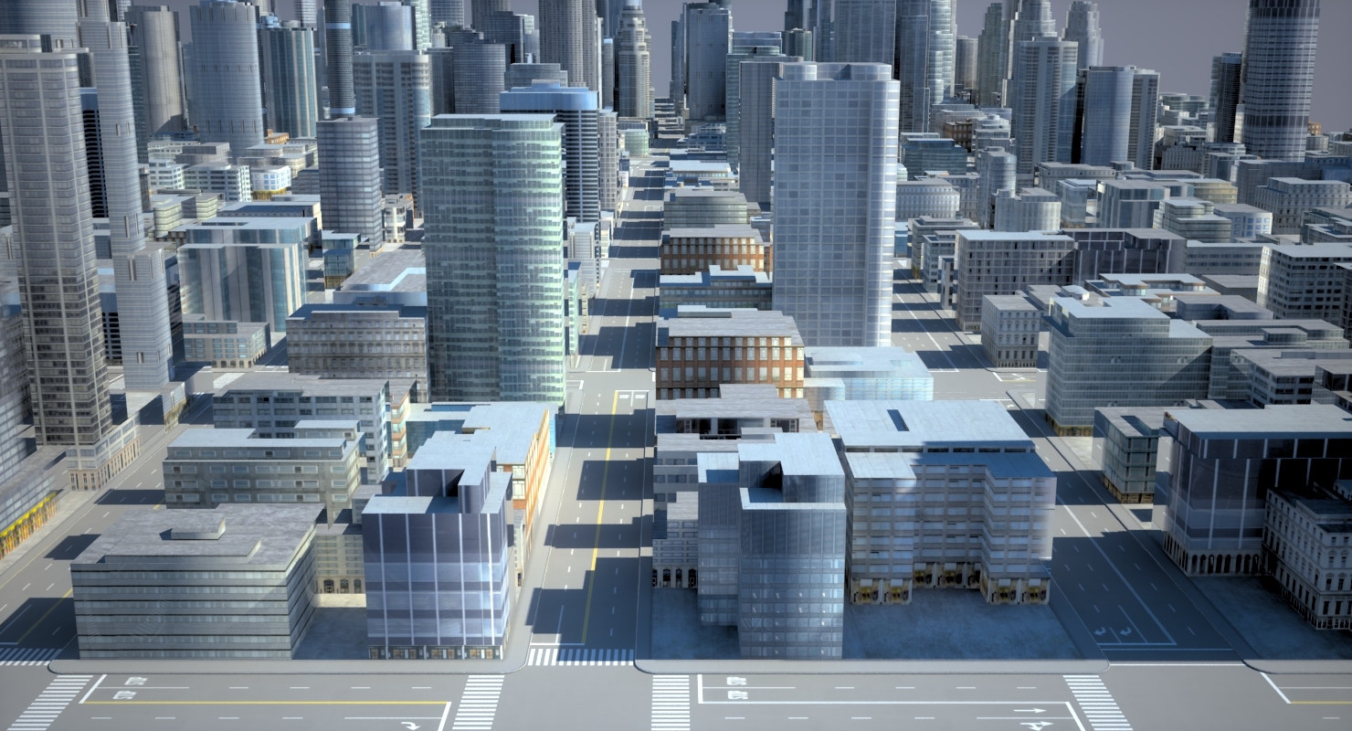 cityscape scene highrise 3d model