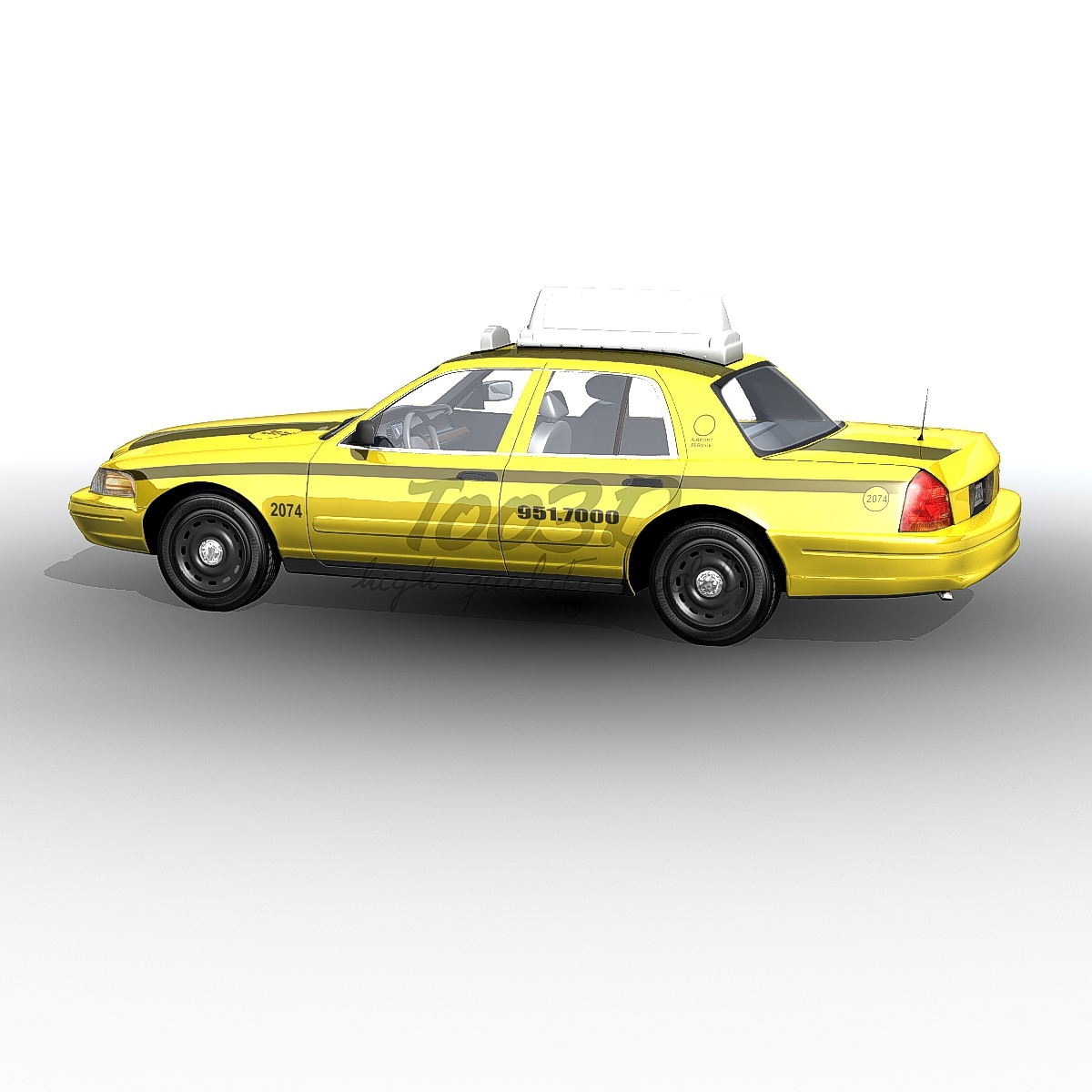3d model crown victoria yellow cab