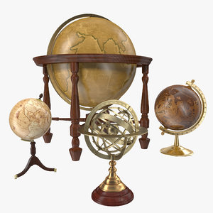 3ds max antique bronze armillary earth sphere