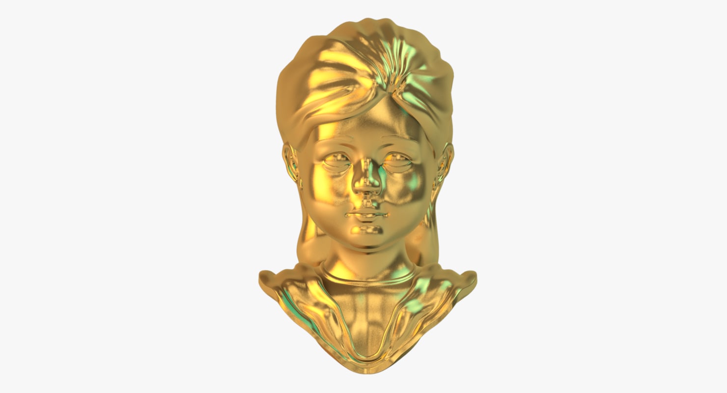 3d golden girl statue model