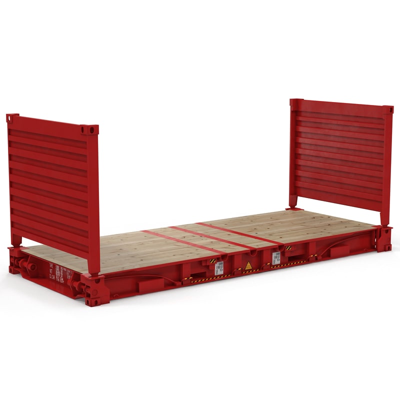 flat rack container red 3d obj
