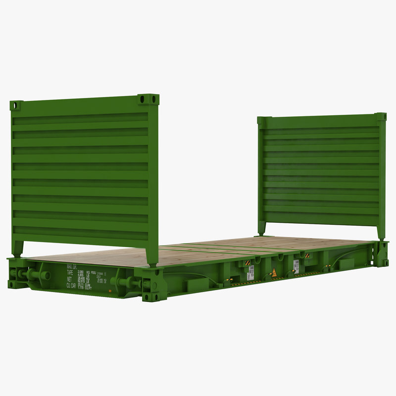 c4d flat rack container green