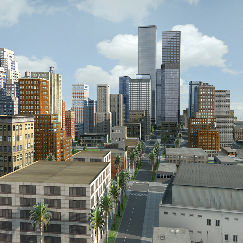 3d city street los angeles model