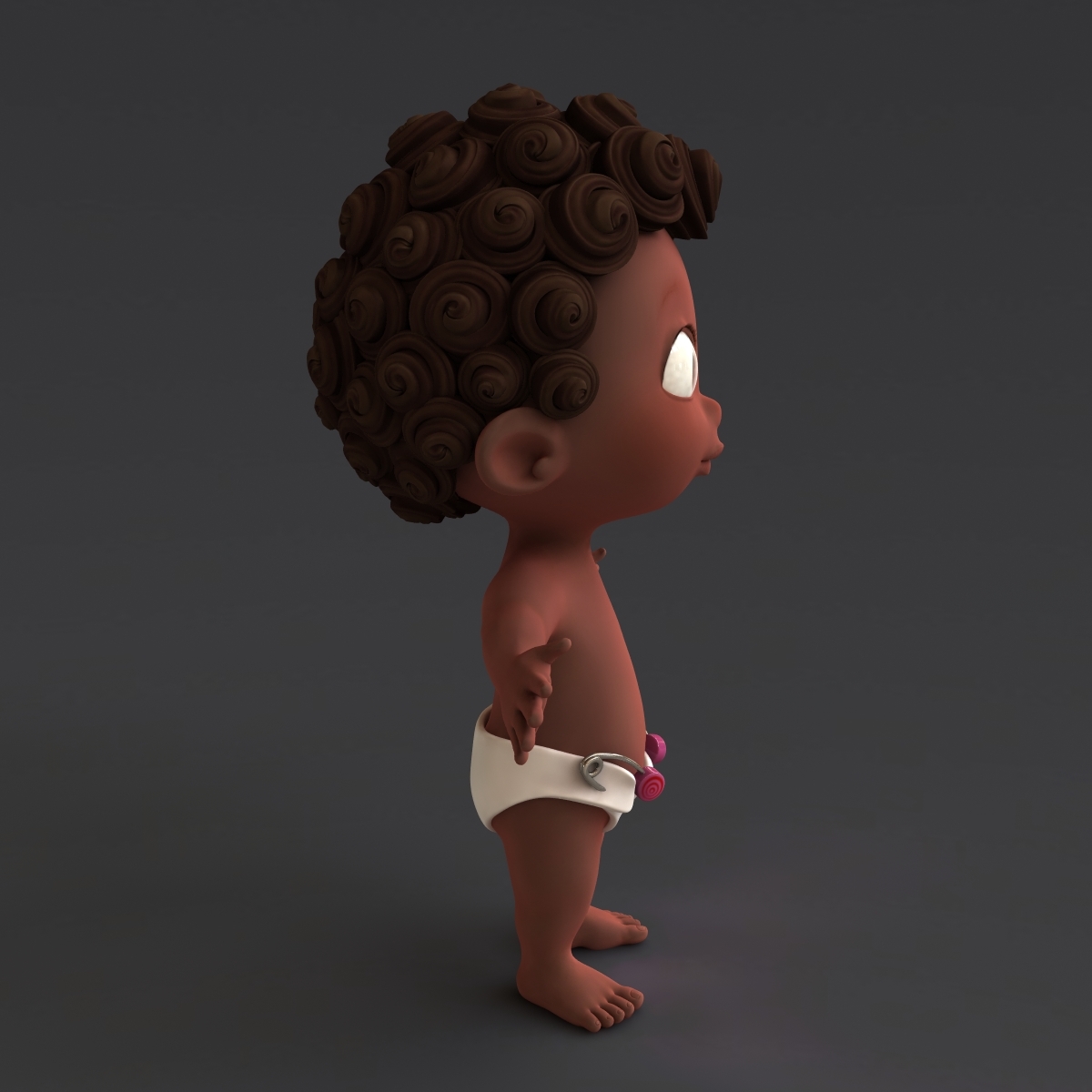 cute afro cartoon baby 3d model