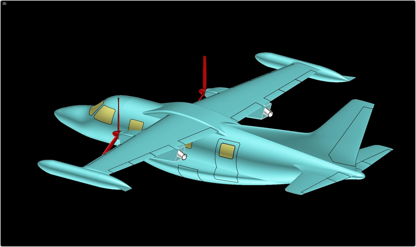 3d 3ds mitsubishi mu-2 aircraft solid