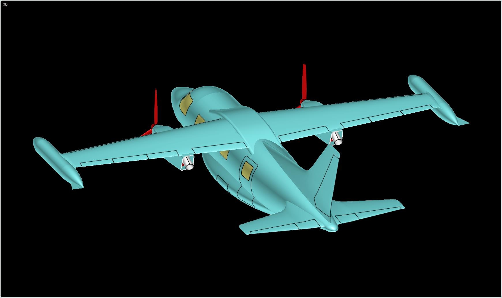 3d 3ds mitsubishi mu-2 aircraft solid