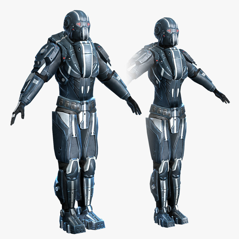 3d set sci-fi armor