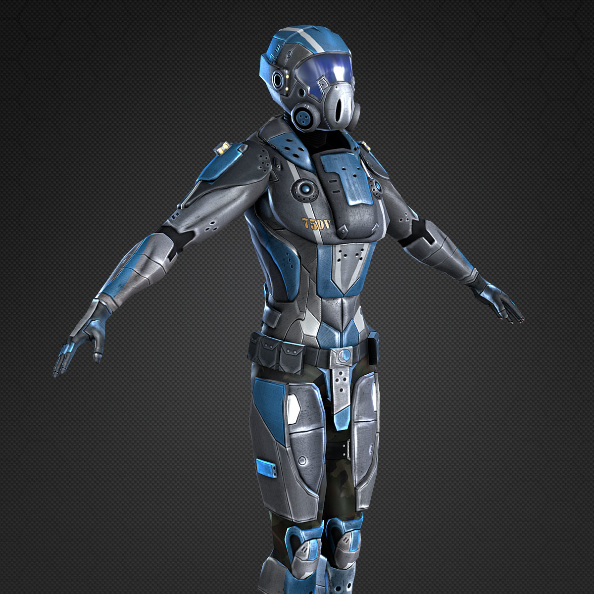 sci-fi armor female 3d model