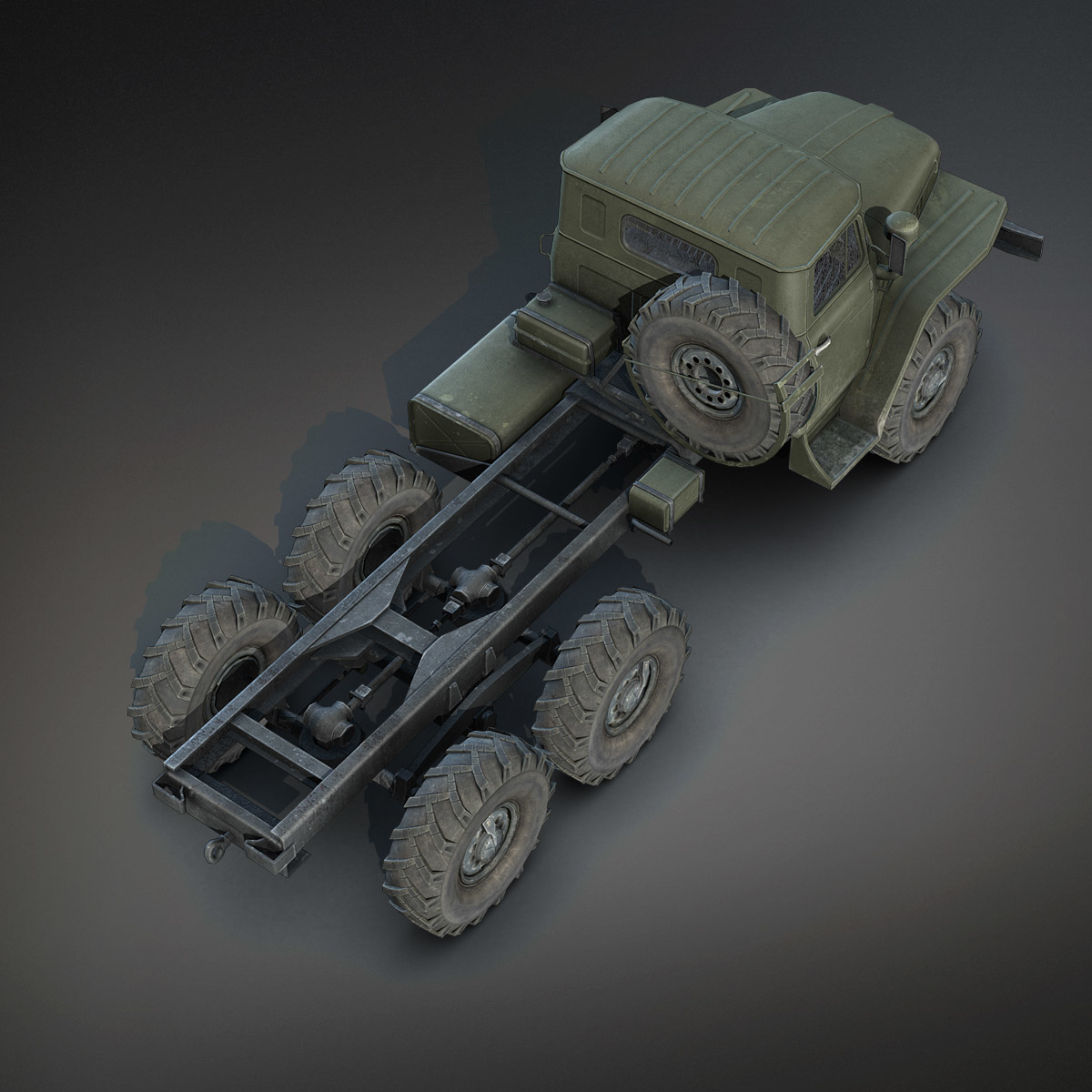 low-poly ural-375 chassis 3d model