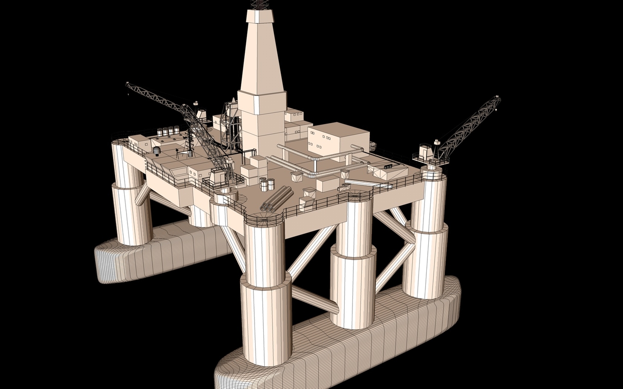 3d model of offshore oil rig platform