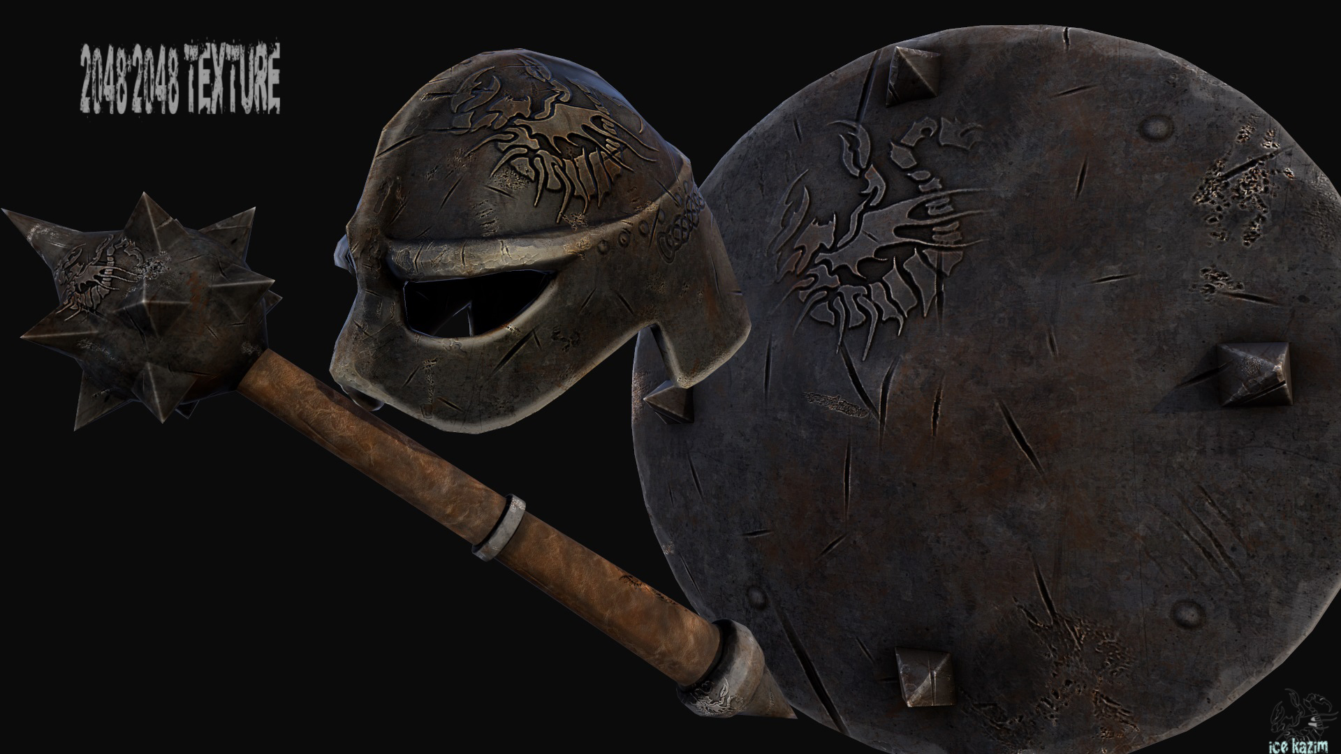 shield hammer helmet 3d model