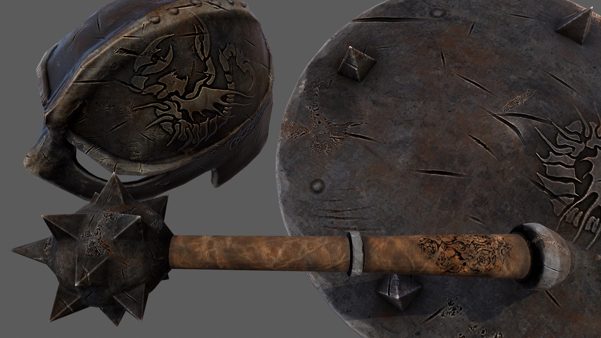 shield hammer helmet 3d model