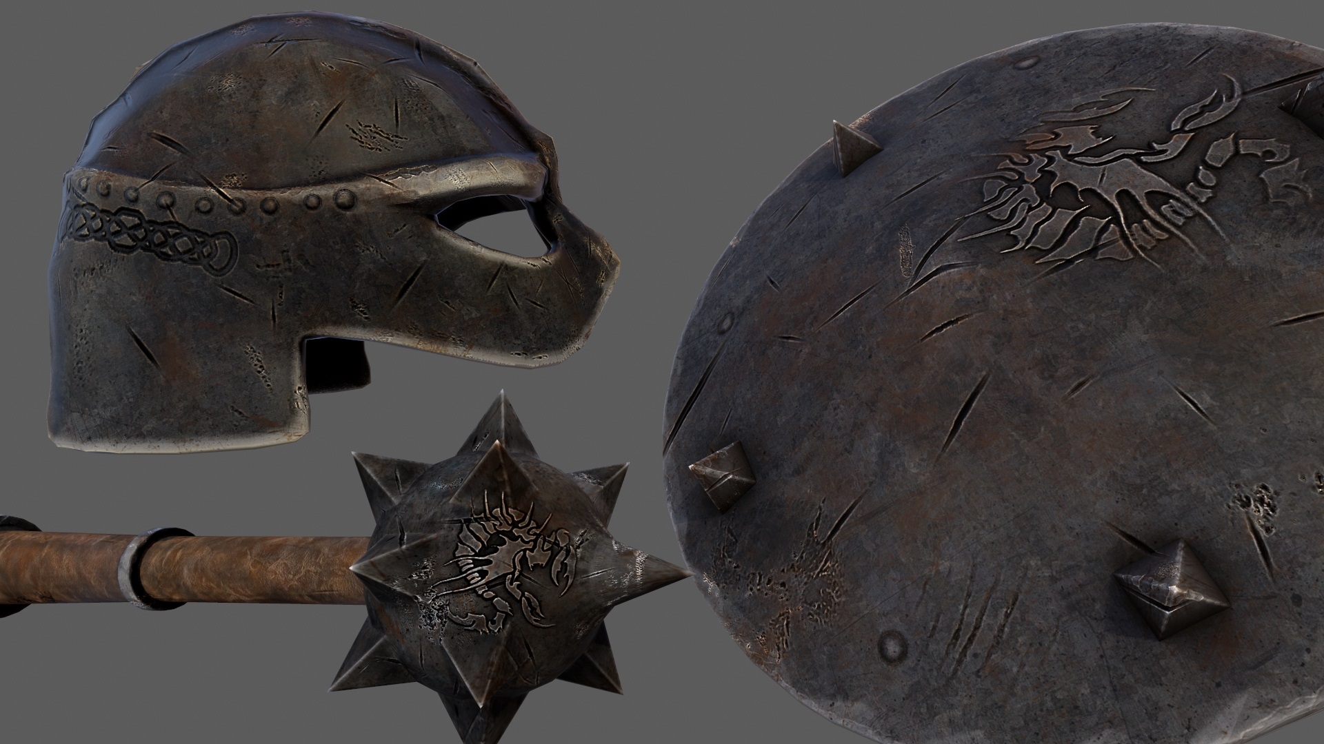 shield hammer helmet 3d model