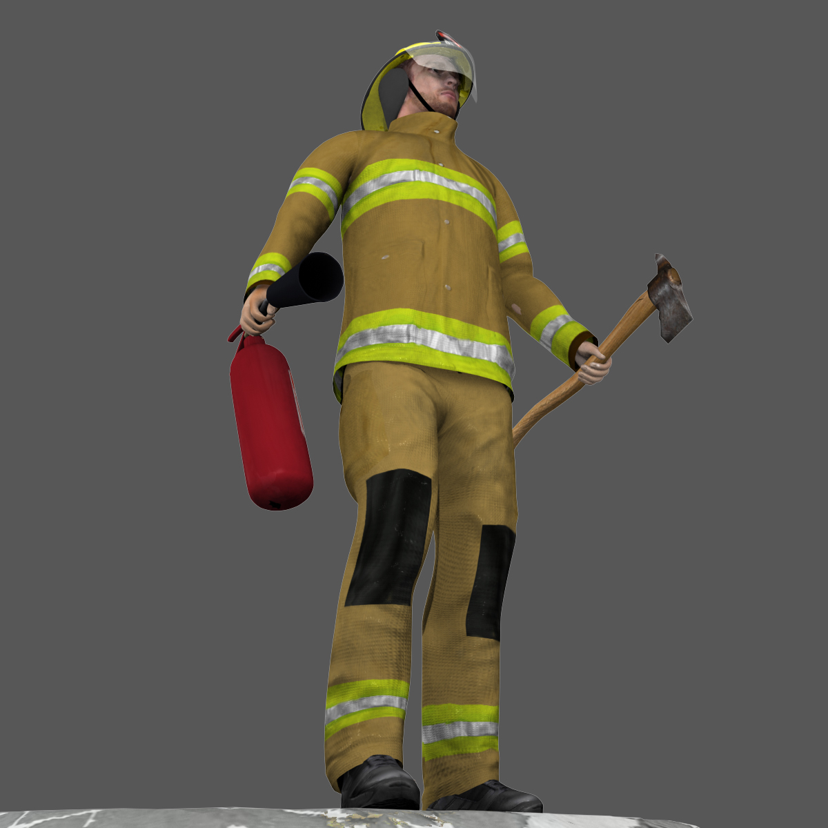 3d 3ds rigged firefighter