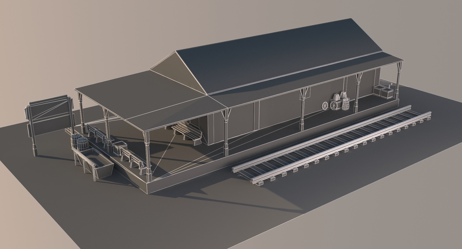 wild west train station 3d max