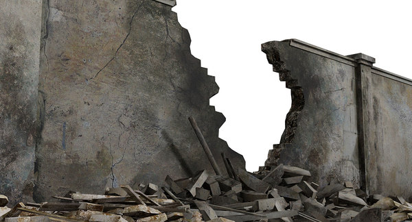 3dsmax destroyed wall debris ruined
