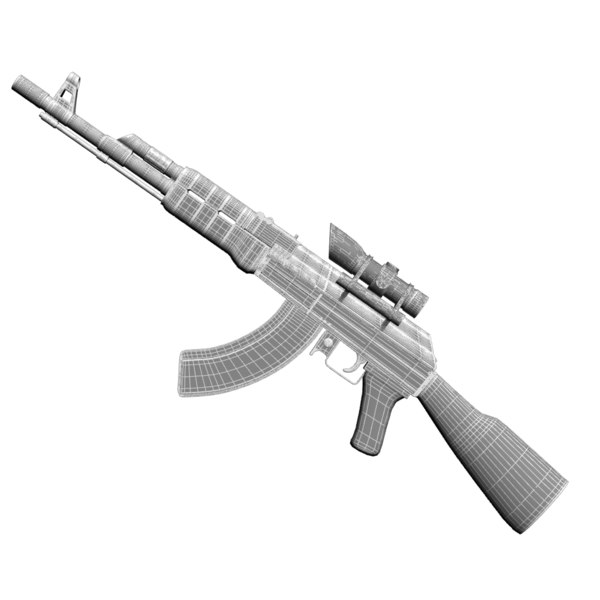 ak-47 acog scope 3d model