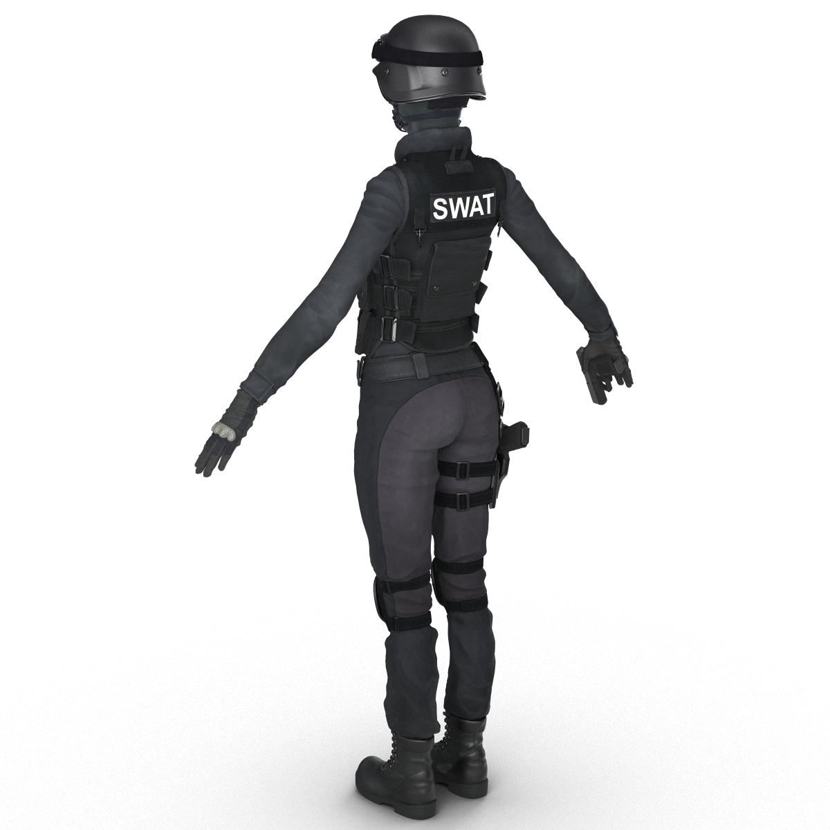 swat police officer woman 3d model