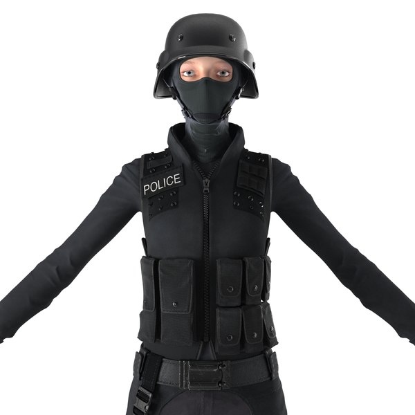 swat police officer woman 3d model
