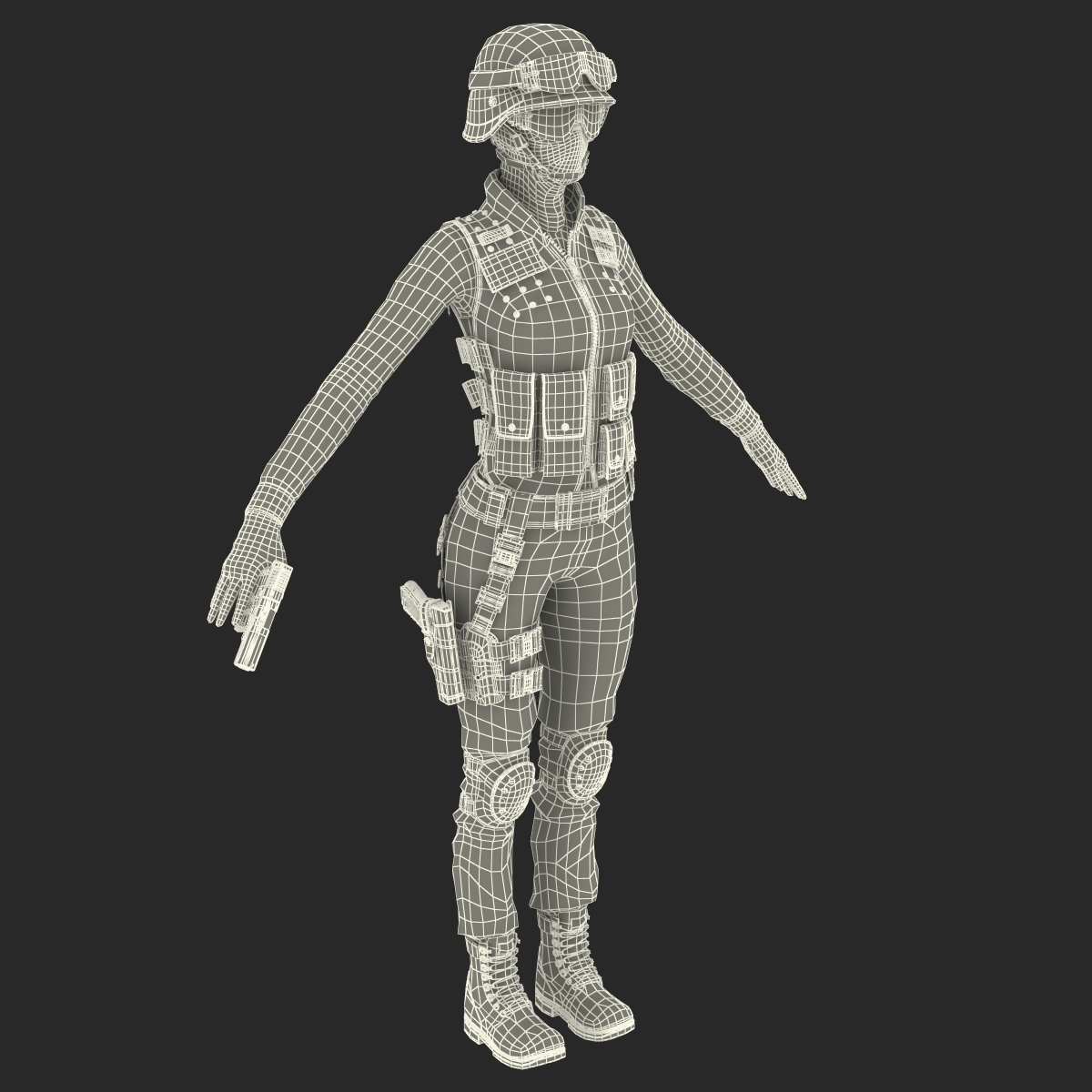 swat police officer woman 3d model
