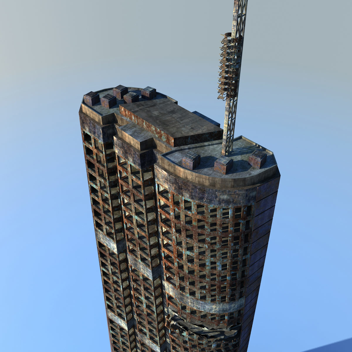 3d ruined sci fi building