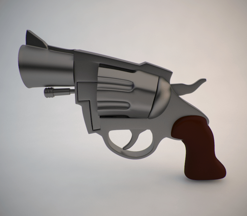 cartoon snub nose revolver 3d model