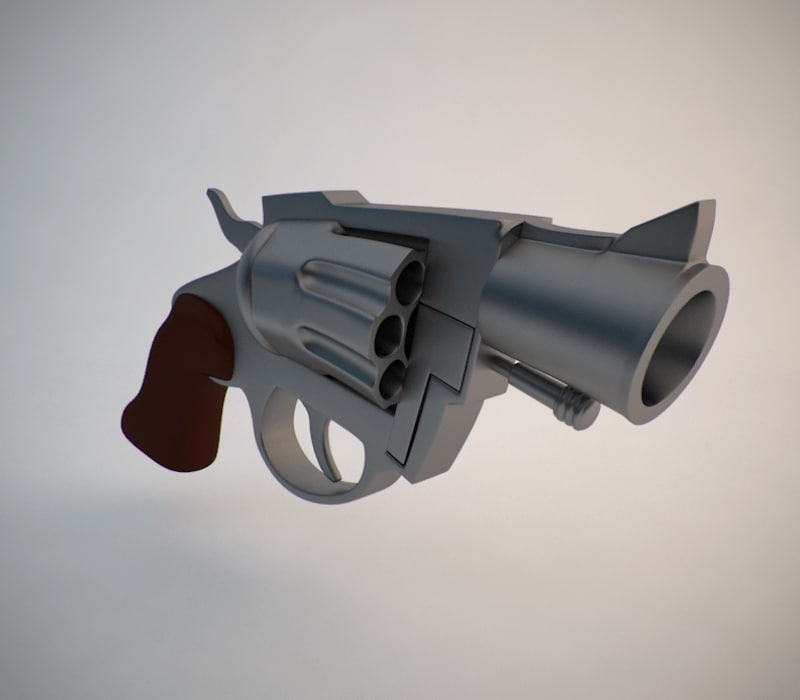 cartoon snub nose revolver 3d model
