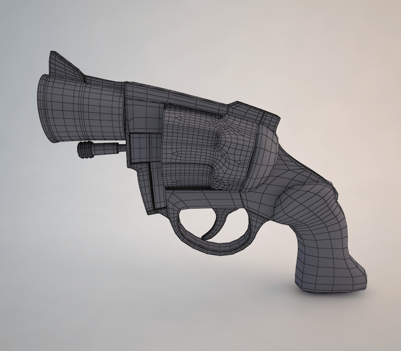 cartoon snub nose revolver 3d model