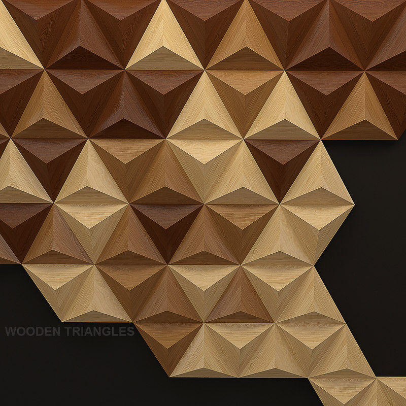 wooden triangles panel 3d model