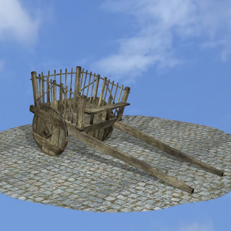 medieval hay cart fantasy 3d x
