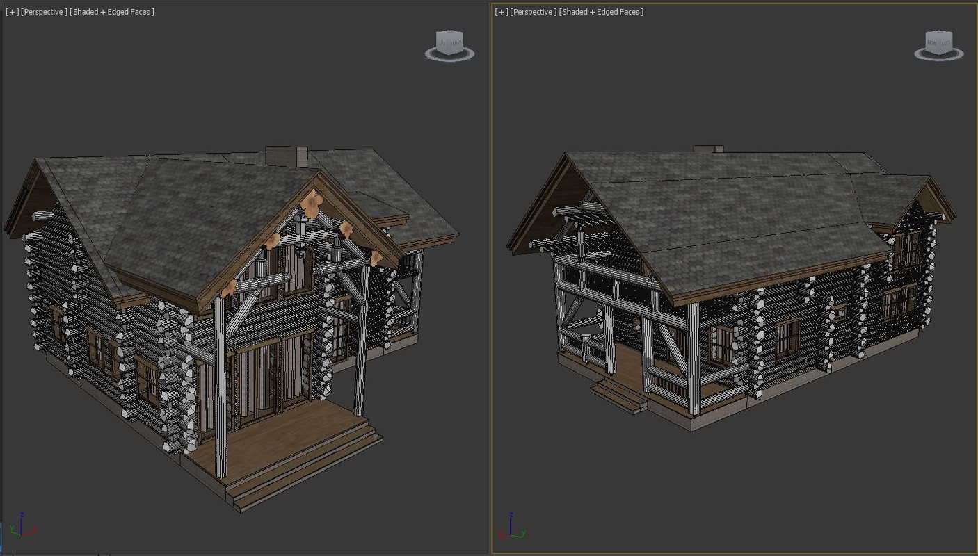 3d wooden house model