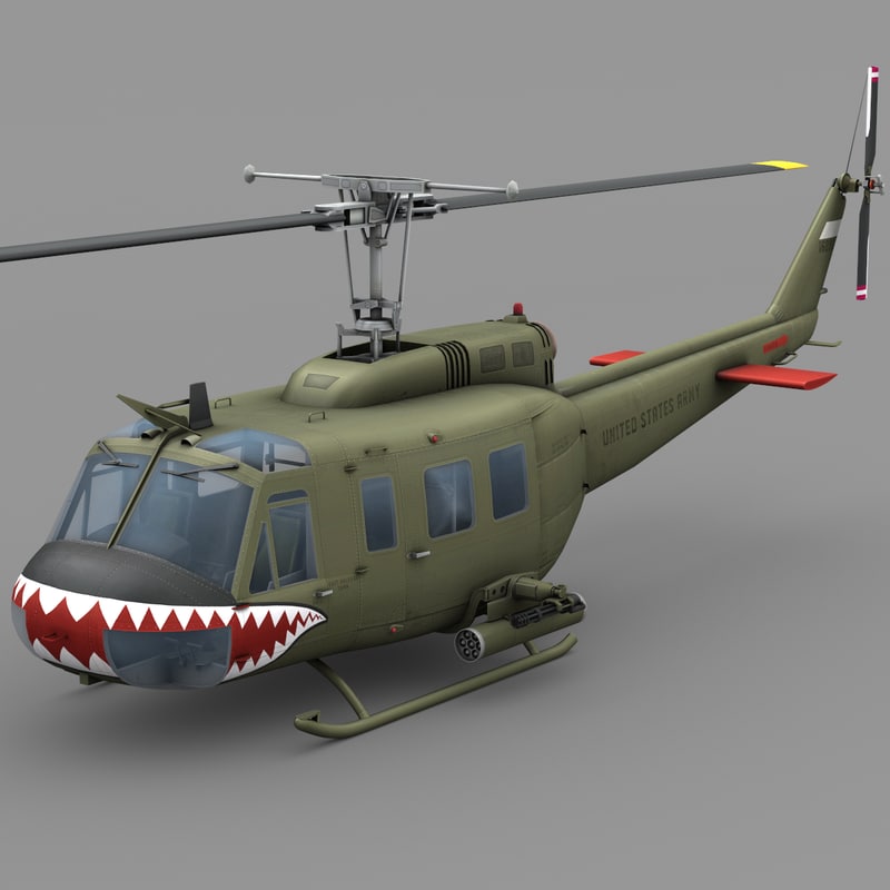 bell uh-1d vietnam helicopter 3d max