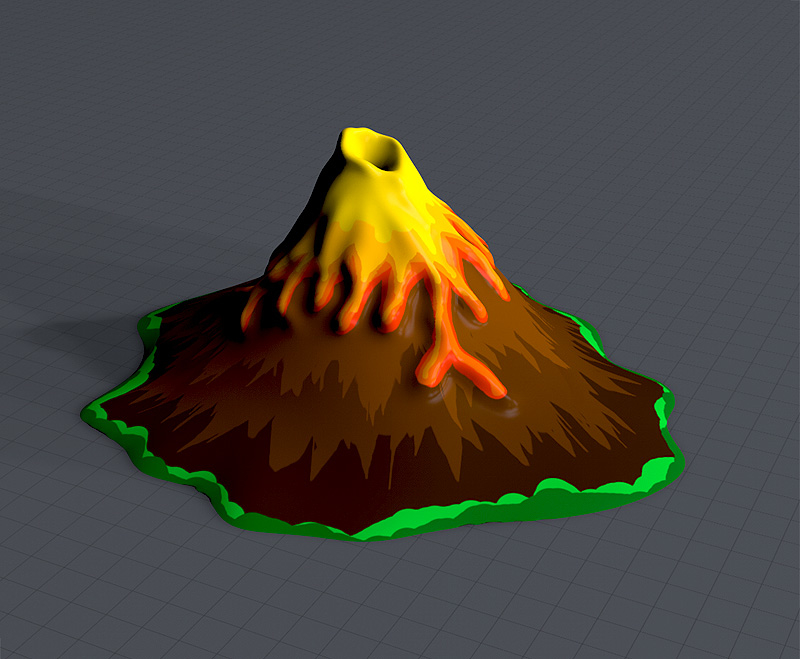3d volcano caricature