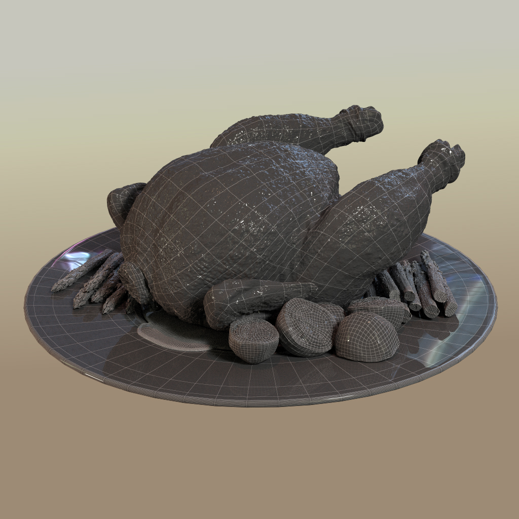 realistic fried chicken 3d model