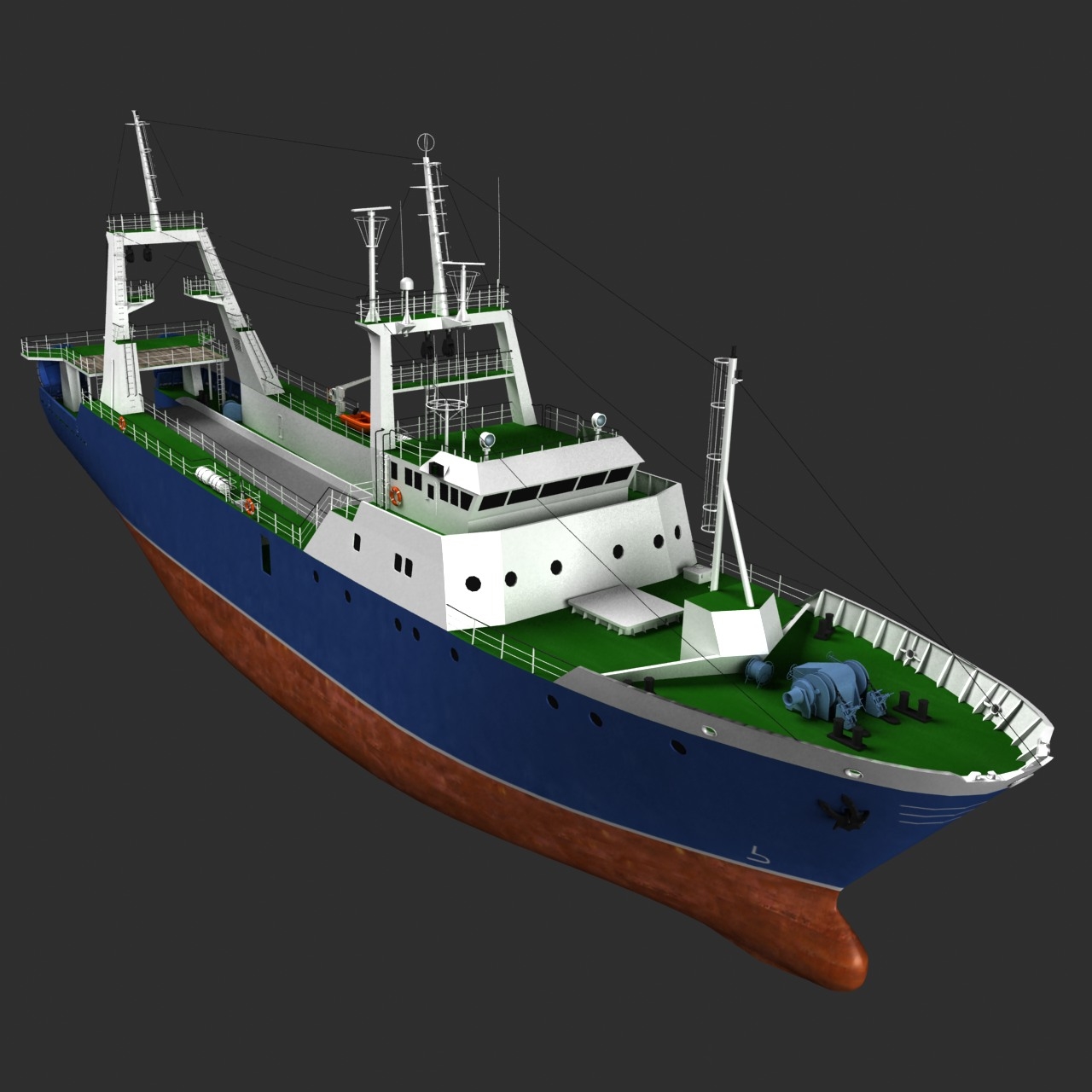 stern trawler 3d model
