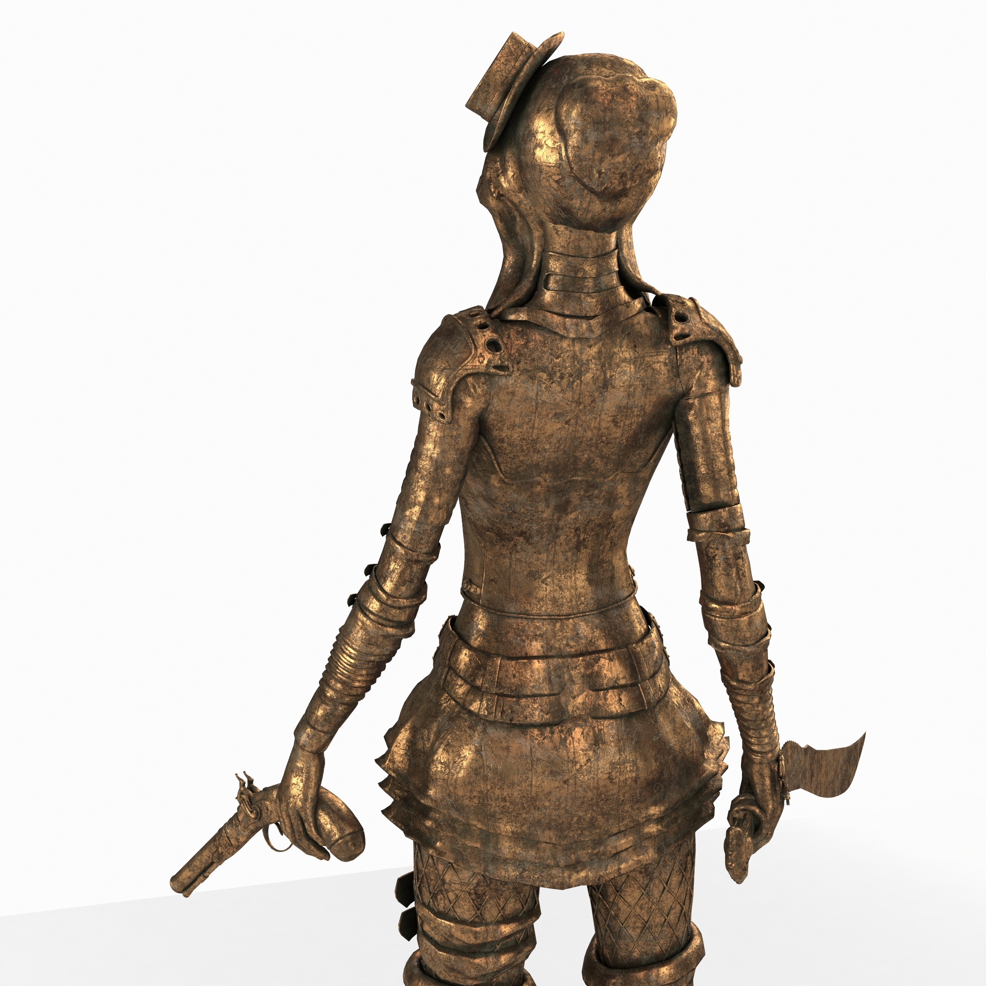 3d model woman steampunk statue